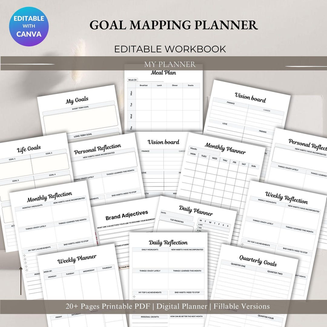 Goal Mapping Planner, Productivity Workbook, Personal Growth Success ...