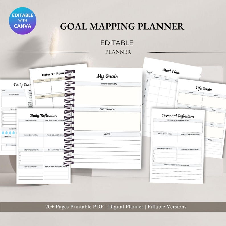 Goal Mapping Planner Printable, Goal Setting Workbook, Personal Growth ...