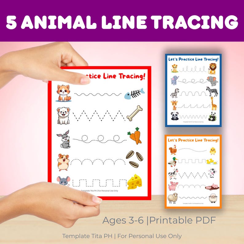 Animal Line Tracing Worksheets for Preschool | Fine Motor Skills ...
