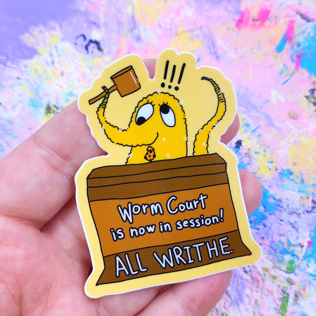 WORM COURT 3" Sticker, Silly Worm Sticker, Vinyl Sticker Good for ...