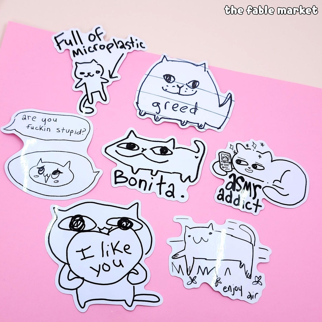 Greed Cat Series: CHILLIN VIBES. Vinyl Cat Stickers, Glossy Vinyl ...