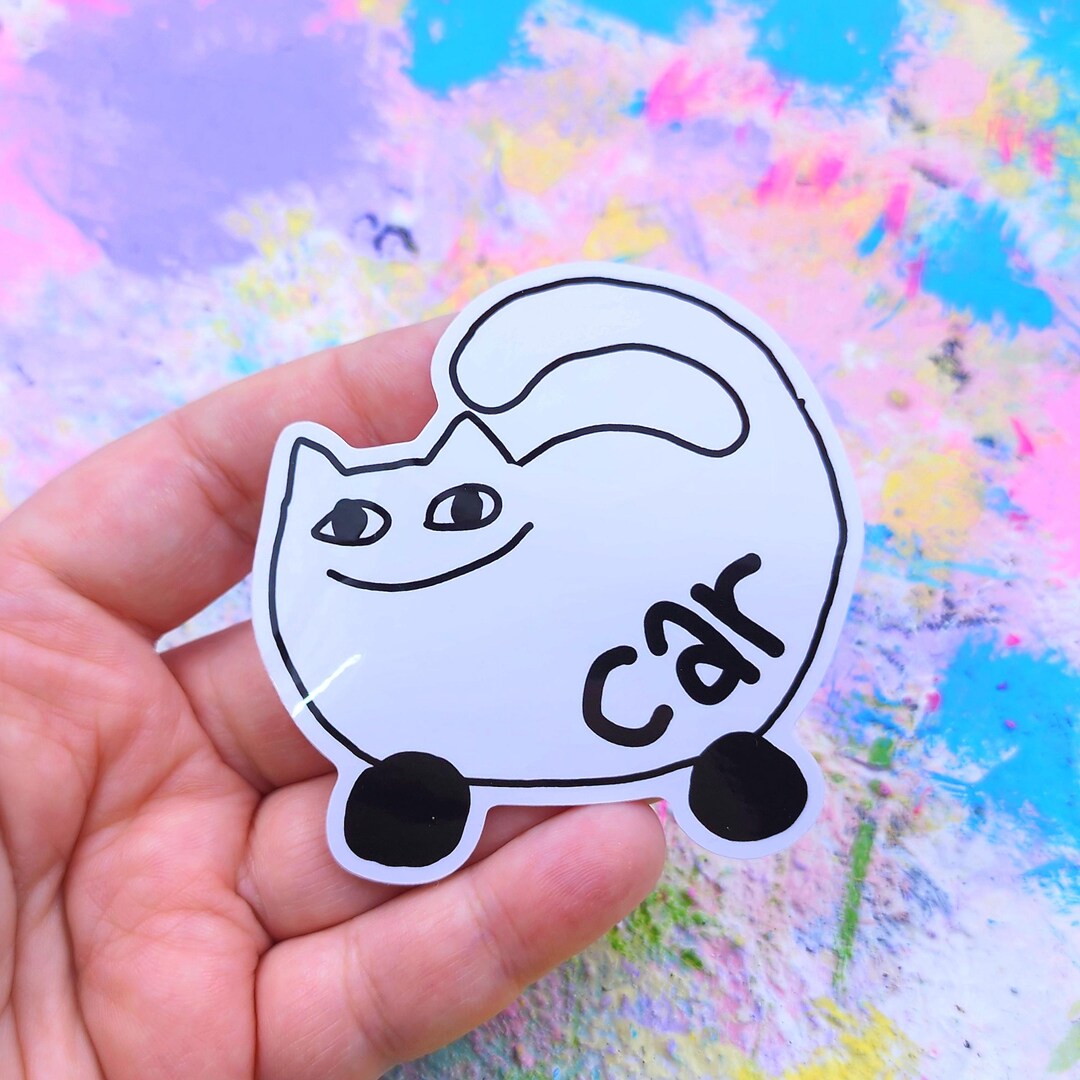 Greed Cat Car Sticker: 3" Weirdcore Vinyl Sticker - Etsy