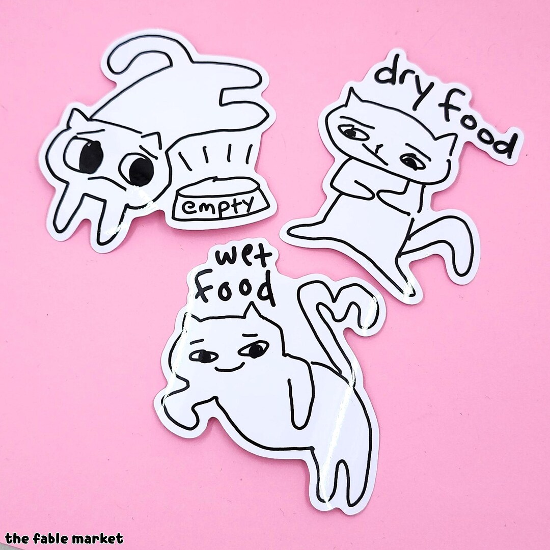 Food Cat Sticker Set: Glossy Vinyl Waterproof Stickers - Etsy