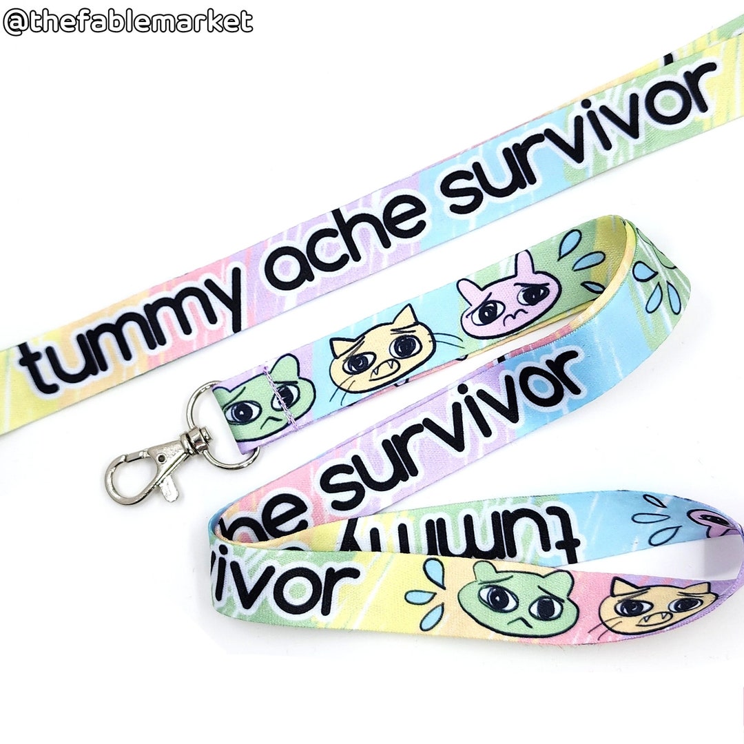 Tummy Ache Survivor Lanyard, Cat Lanyard, Anime Con Lanyard, Key ...