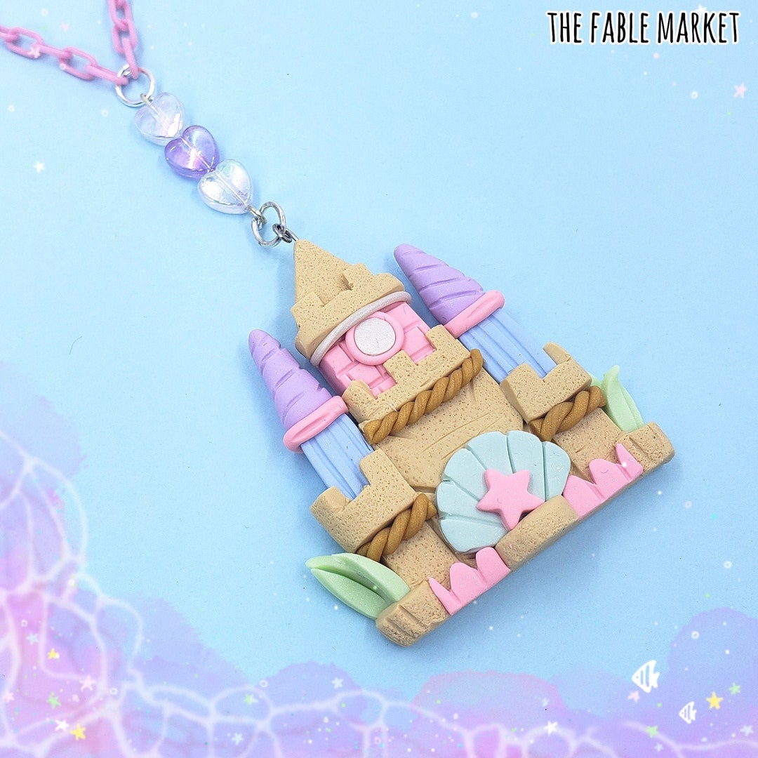 Mermaid Sandcastle Necklace, Pastel Mermaid, Cute Necklace, Cute ...