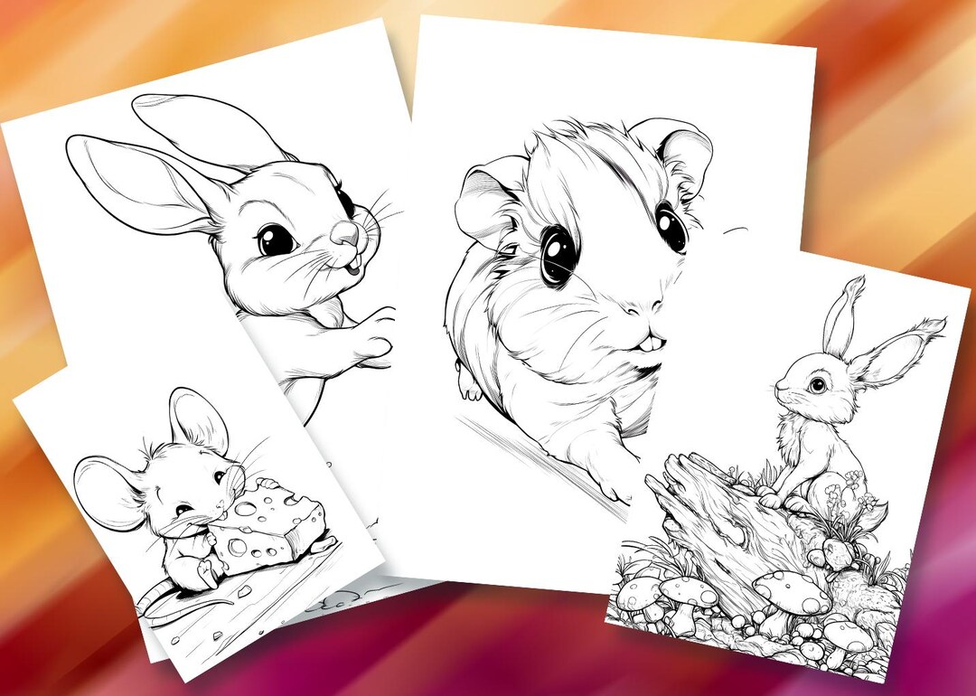 15 Cute Rodent Coloring Pages for Kids - Printable Mouse, Hamster & - Etsy