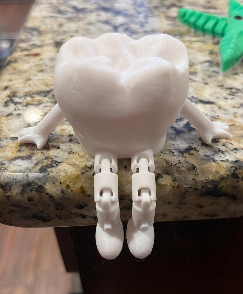 3D Printed Tooth Figurine With Articulating Legs - Etsy