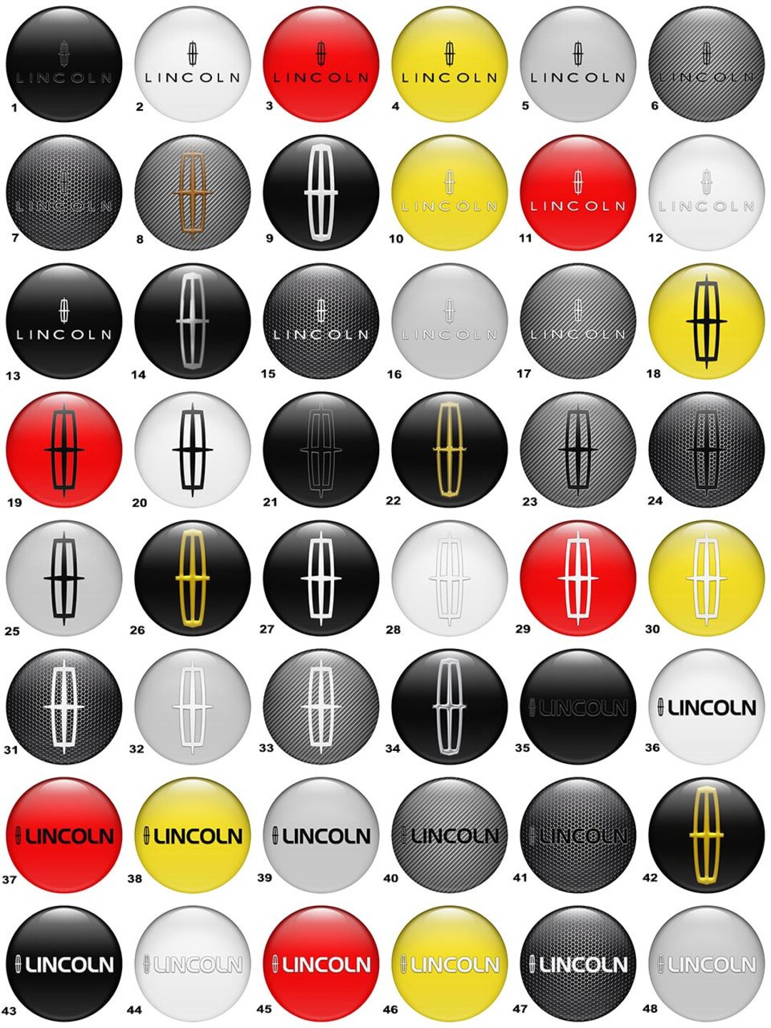 Lincoln Wheel Emblem Stickers/3d Epoxy Decals, Car/laptop/phone (set of ...