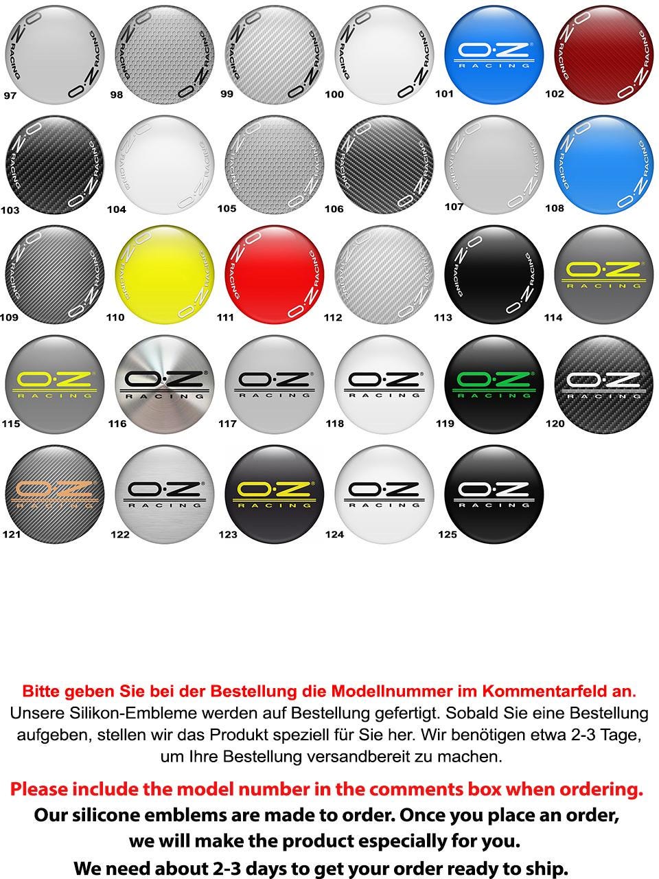 OZ Wheel Emblem Stickers/3d Silicone Decals, Set of 4 - Etsy