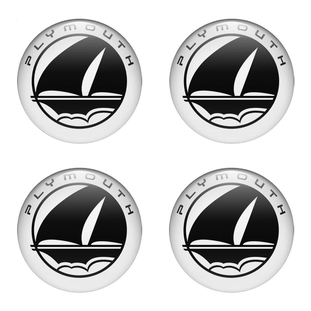 Set X 4 Plymouth Domed Epoxy Emblems/wheel Center Hub Caps of Rims/3d ...