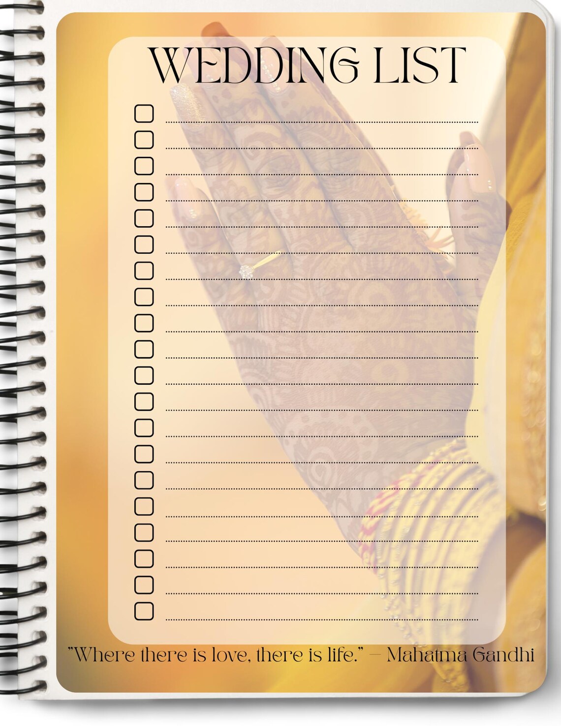 Hindu Wedding Planning Checklist Printable | Elegant Floral To-do List ...