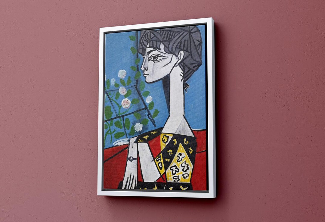 Picasso Style Art Print: Abstract Cubist Woman With Flowers - Etsy