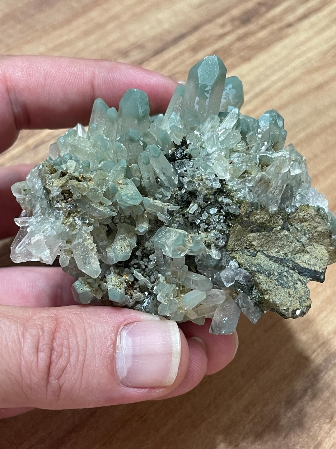 240g Chlorite & Epidote Included Quartz Cluster – Green Phantom Raw ...