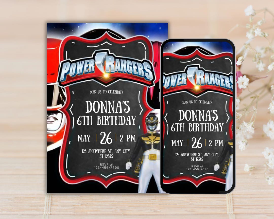 Editable Power Rangers, Printable Birthday Invitation | Editable ...