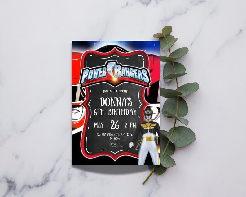 Editable Power Rangers, Printable Birthday Invitation | Editable ...