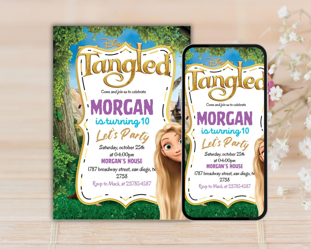 Editable Rapunzel Birthday Invitation | Tangled Princess Party Invite ...