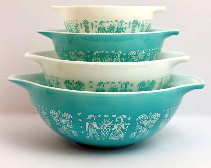 Vintage Pyrex Butterprint Turquoise Cinderella Nesting Bowl Set – 4 ...