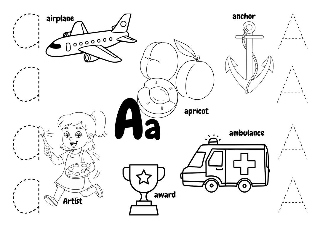 Alphabet Practice Workbook With Coloring Pages – Learn A to Z - Etsy