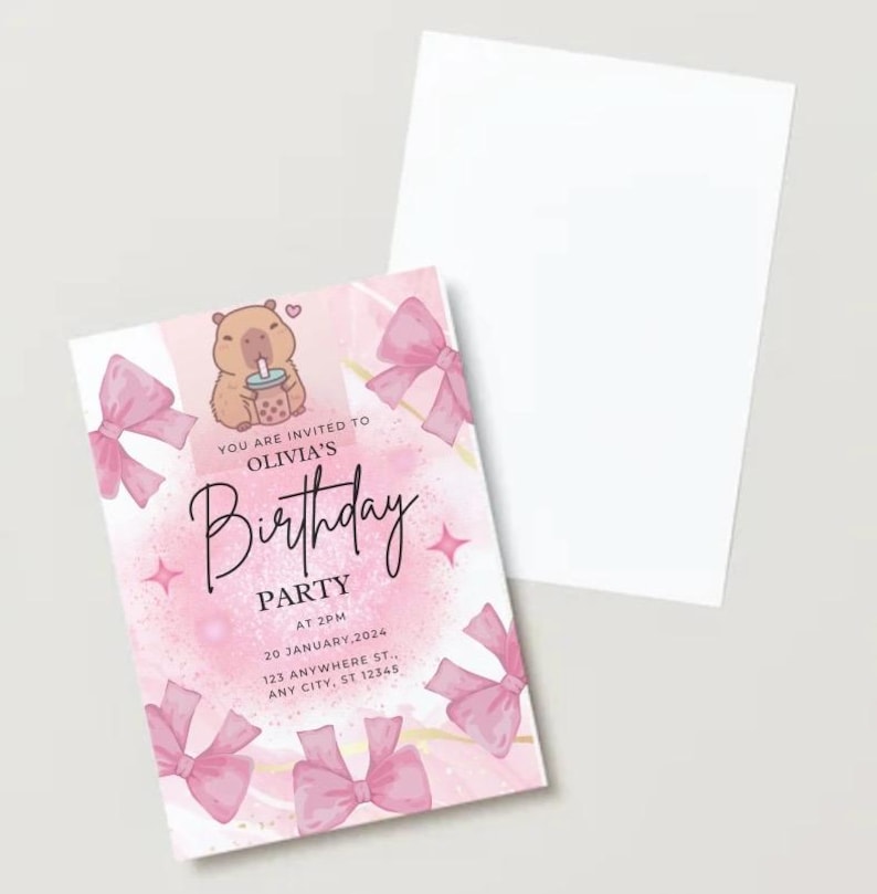 Capybara Birthday Invitation - Etsy