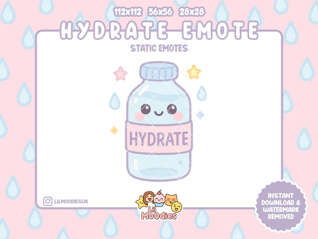 Cute Hydrate Emote | Tiktok Emote - Discord Emote - Twitch Emote - for ...