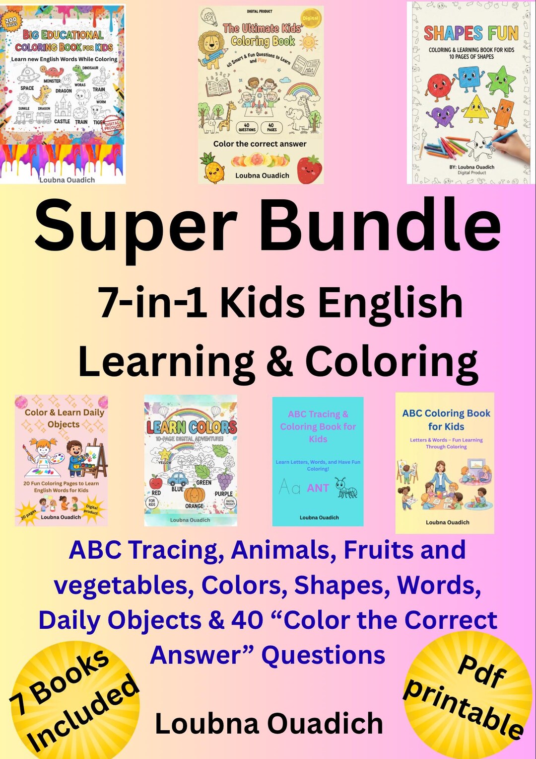 Kids Learning & Coloring Bundle | 300 Pages Educational Fun | Printable ...