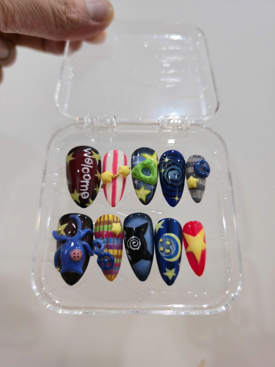Coraline Press on Nails | Spooky Fantasy Nail Set | Handmade Cosmic ...