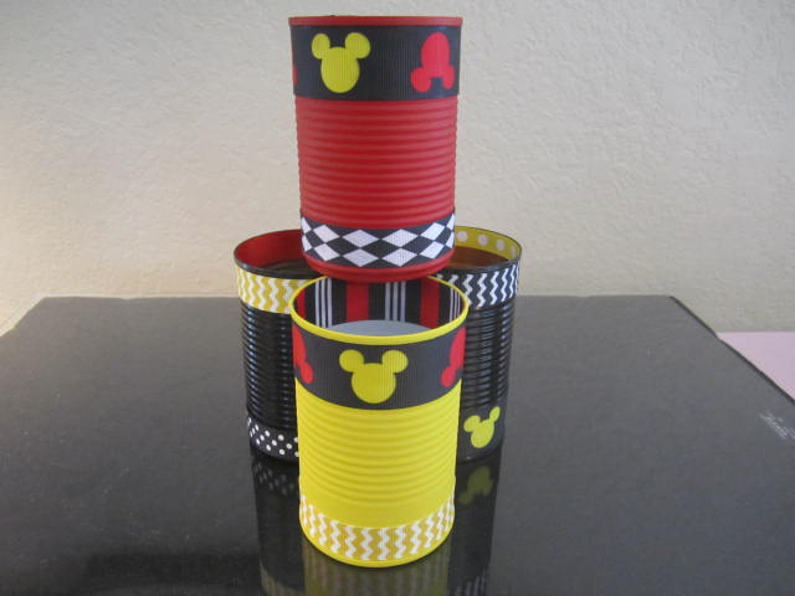 MICKEY MOUSE Tin CANS, Mickey Party, Mickey Mouse, Recycled Cans ...