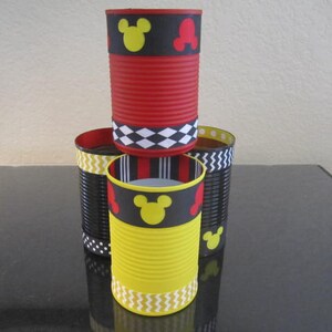 MICKEY MOUSE Tin CANS, Mickey Party, Mickey Mouse, Recycled Cans ...