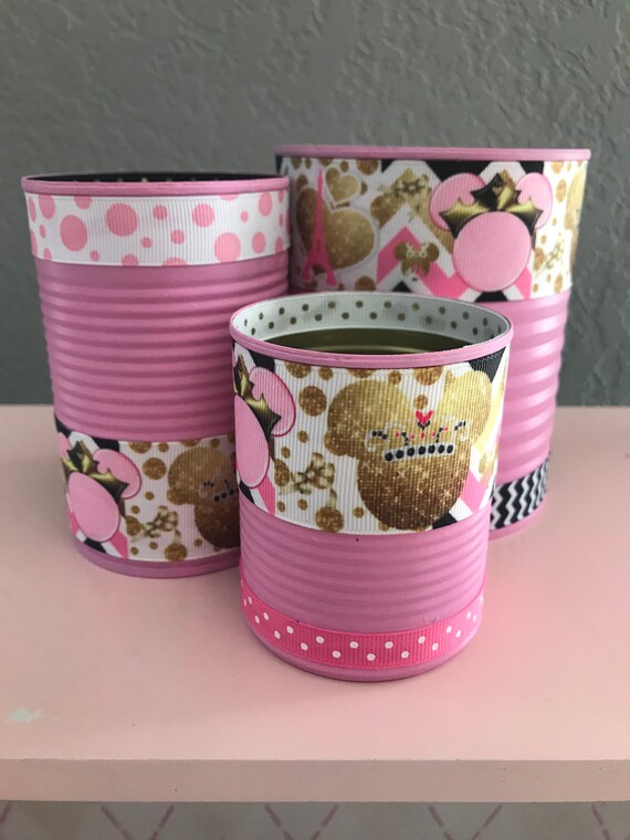 Minnie Mouse Party Minnie Mouse Decorative Cans Recycled | Etsy