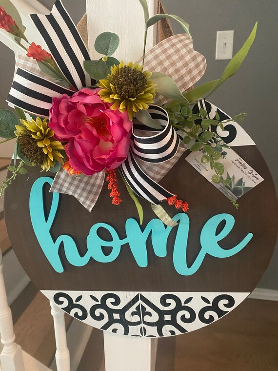 Door Hanger, Home Door Hanger, Door Decor, Welcome Wreath, Wood Hanger ...
