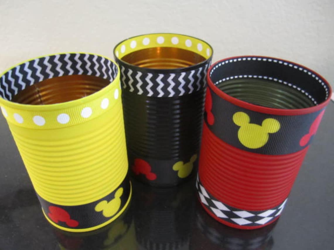 MICKEY MOUSE Tin CANS Mickey Party Mickey Mouse Recycled | Etsy