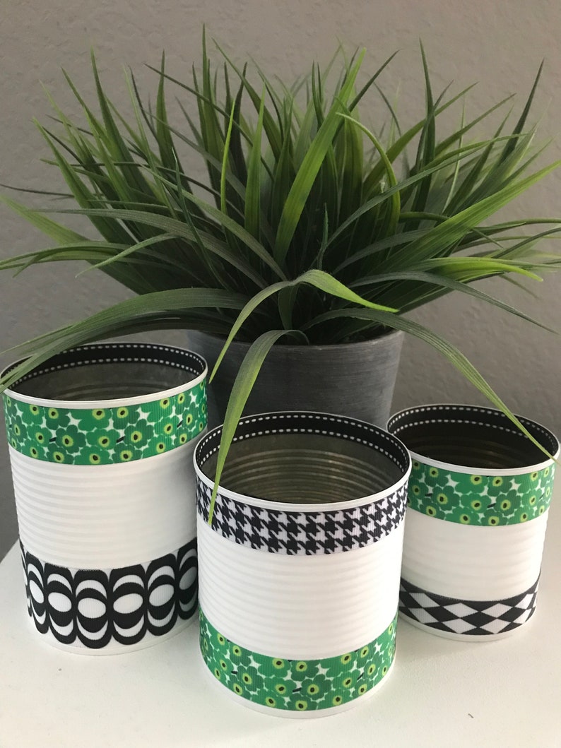 RECYCLED CANS Midcentury Design Storage Cans Planter Mod | Etsy