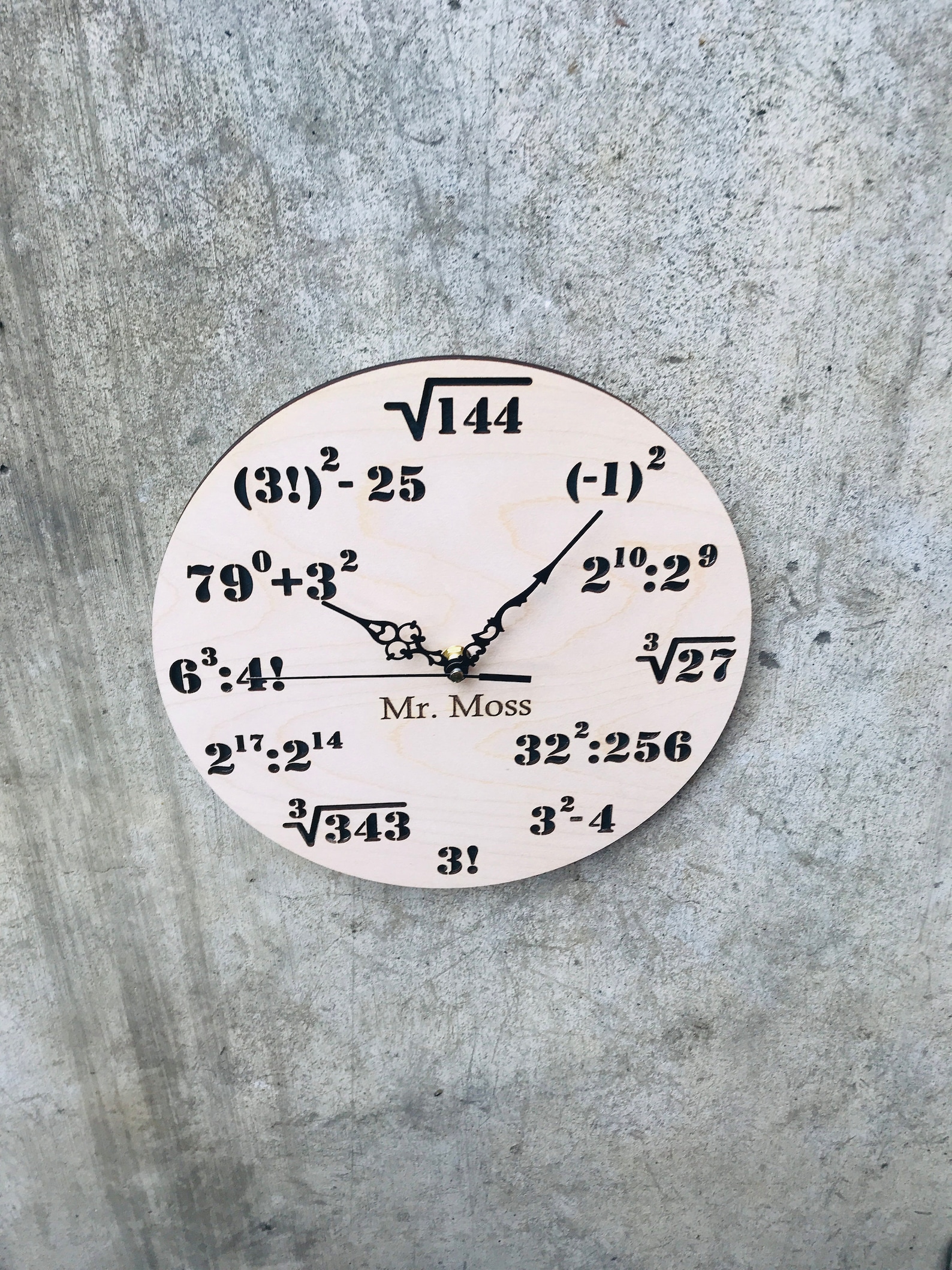 CUSTOM Math Clock Engraved Math Gift With Name or Phrase of Your Choice ...