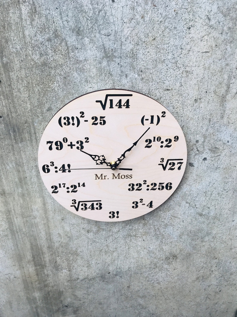 CUSTOM Math Clock- Engraved Math Gift With Name or Phrase of Your ...