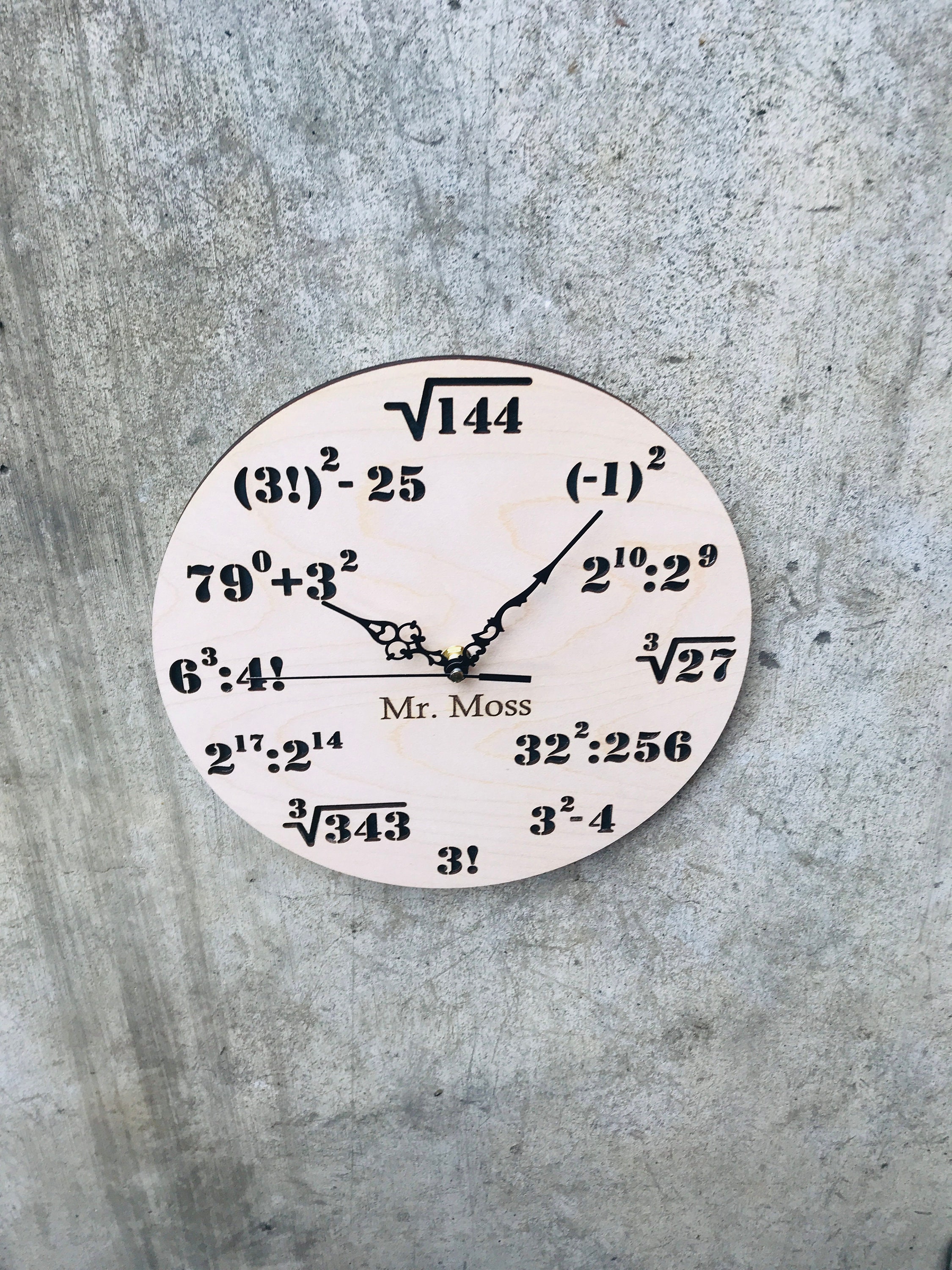 CUSTOM Math Clock Engraved Math Gift With Name or Phrase of Your Choice ...