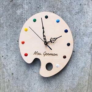 CUSTOM Art Clock- Art Palette Painting Clock Engraved With Name or ...