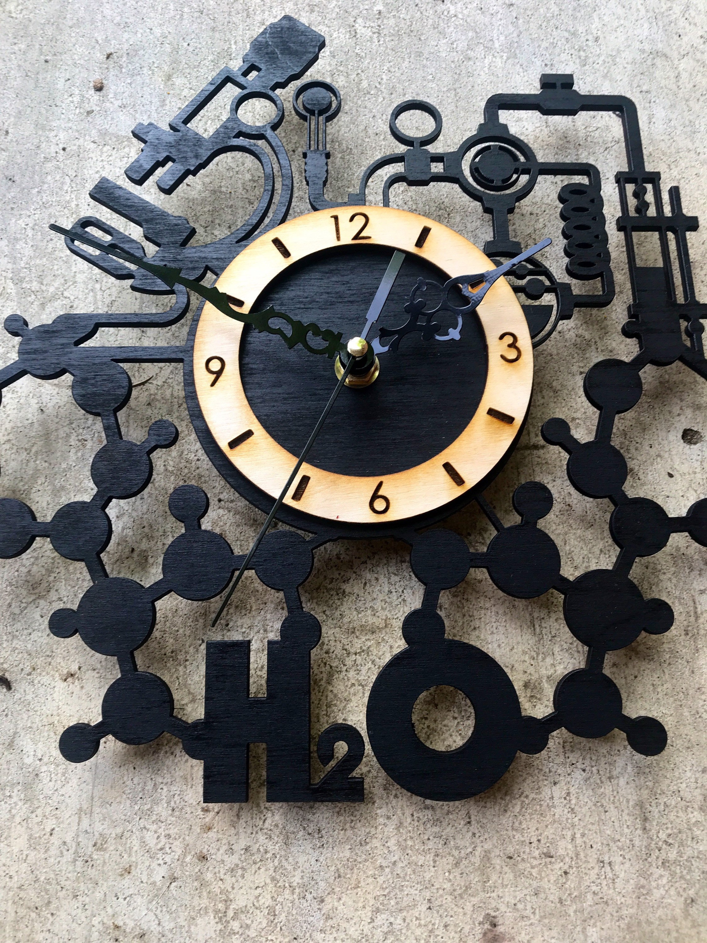 CUSTOM Science Clock Engraved Science Gift With Name or - Etsy