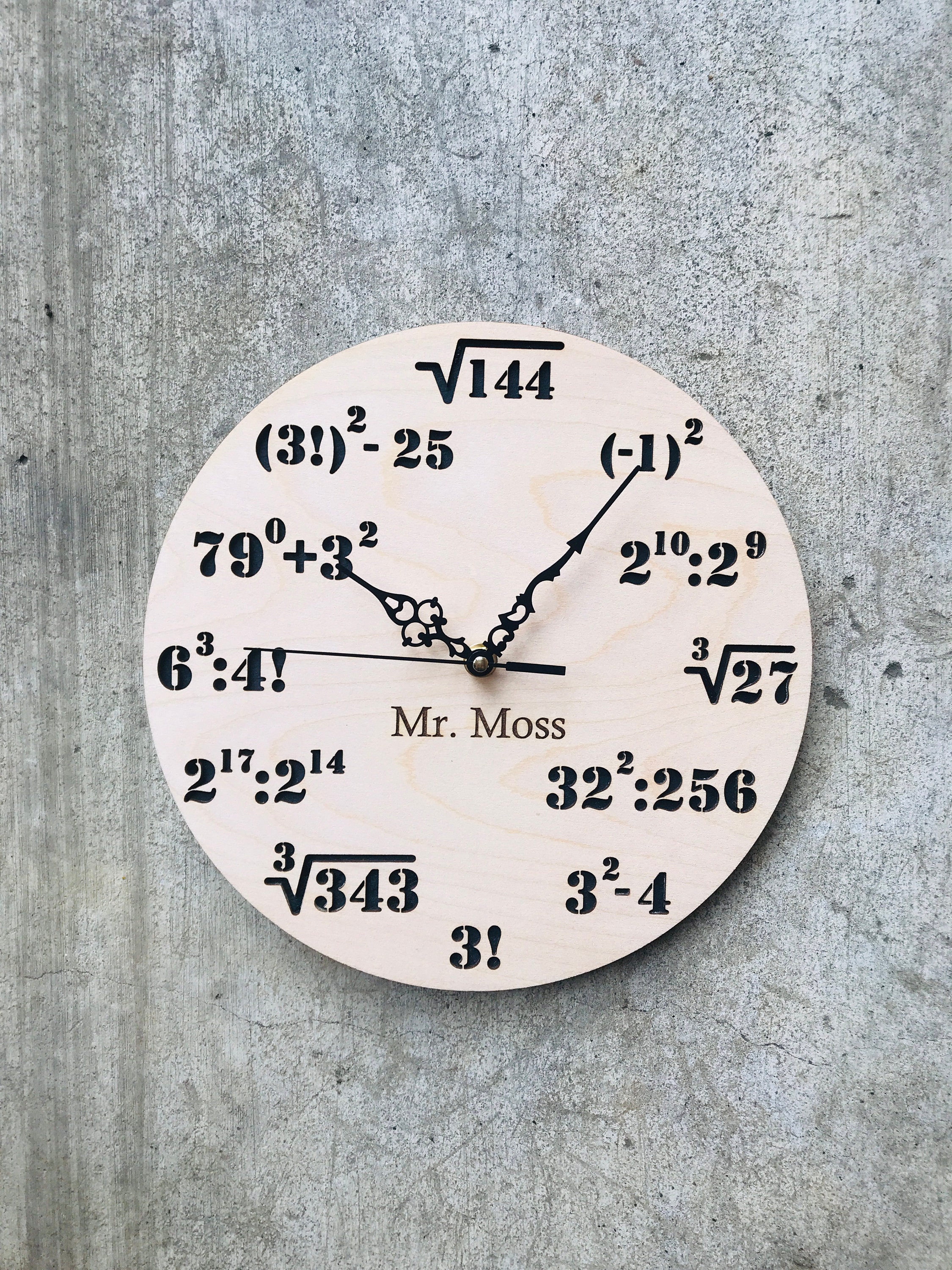 CUSTOM Math Clock Engraved Math Gift With Name or Phrase of Your Choice ...