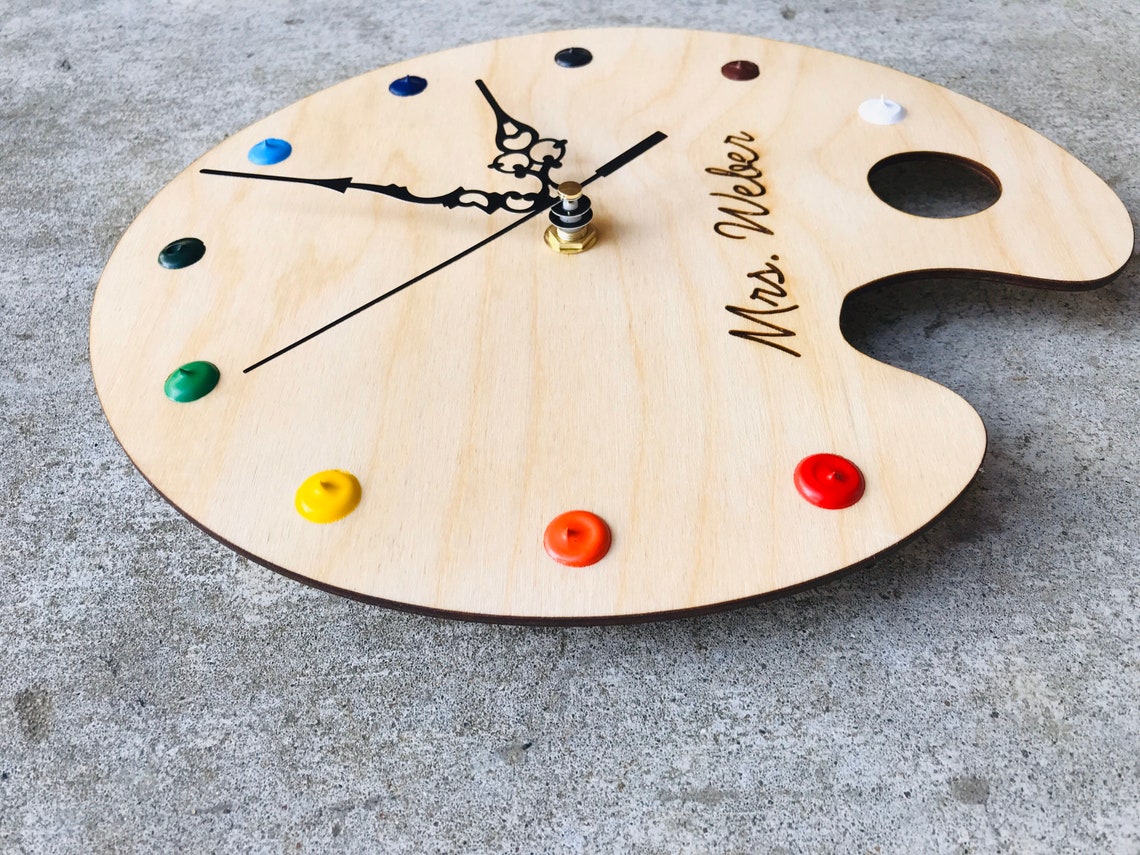 CUSTOM Art Clock Art Palette Painting Clock Engraved With - Etsy