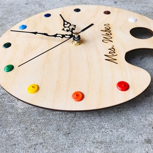 CUSTOM Art Clock- Art Palette Painting Clock Engraved With Name or ...