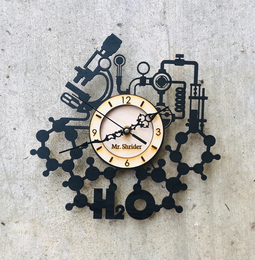 CUSTOM Science Clock- Engraved Science Gift With Name or Phrase of Your ...