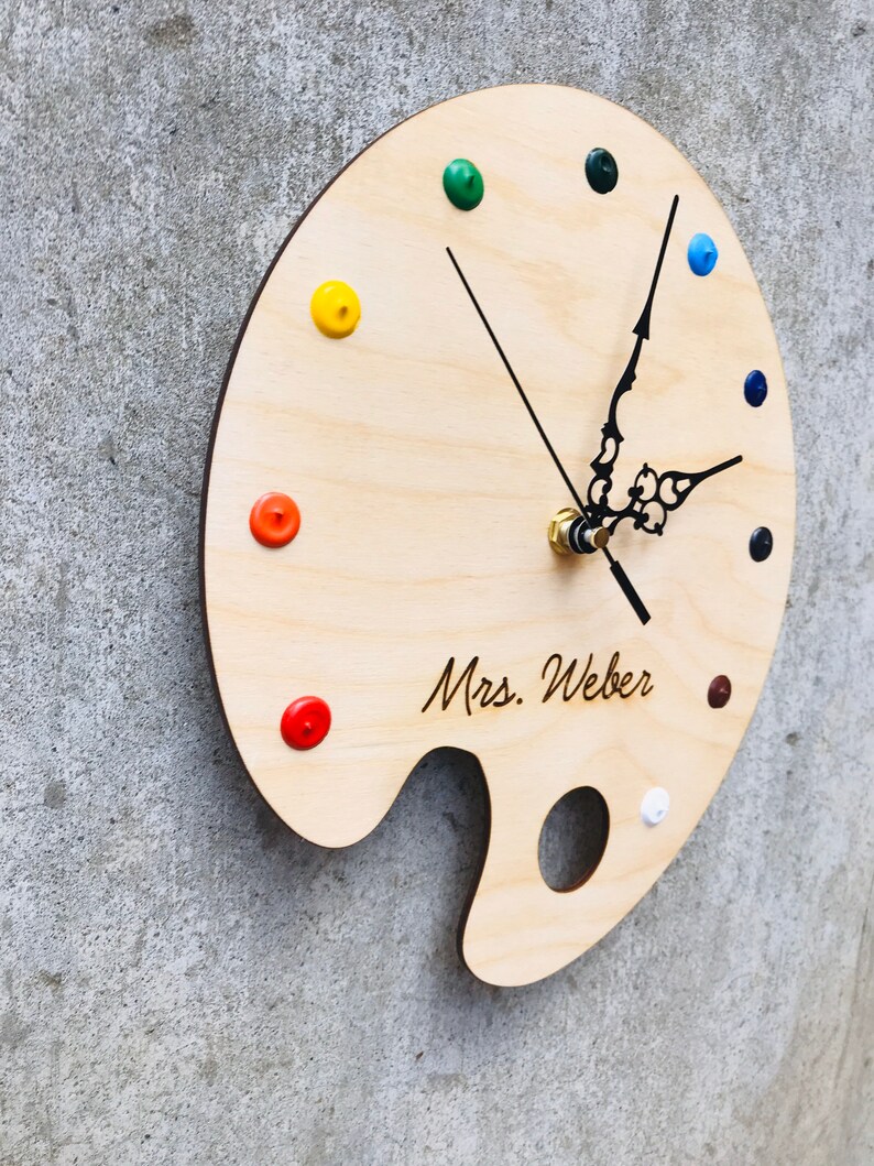 CUSTOM Art Clock Art Palette Painting Clock Engraved With - Etsy