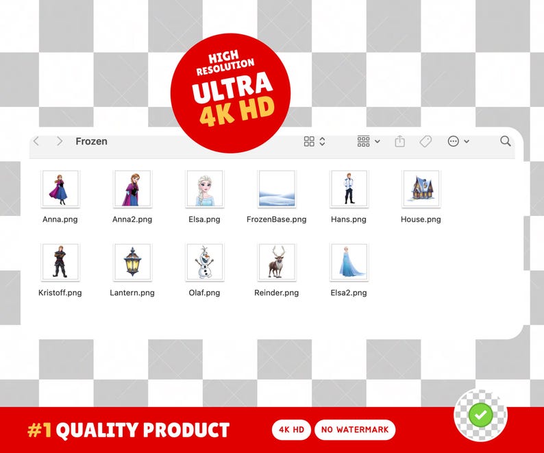 Frozen PNG Clipart Bundle Elsa Anna Olaf Kristoff Sven Hans 4K Digital ...