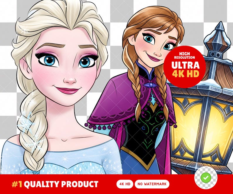 Frozen PNG Clipart Bundle Elsa Anna Olaf Kristoff Sven Hans 4K Digital ...