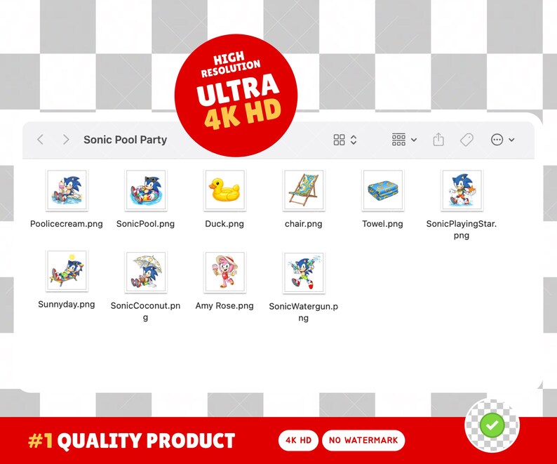 Sonic Pool Party Clipart: Summer PNG Bundle (digital Download) - Etsy