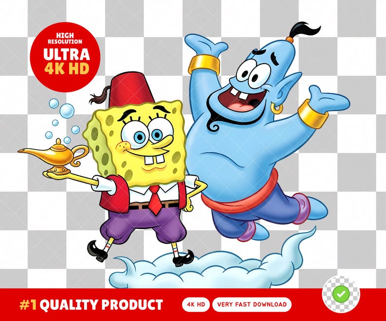 Spongebob Clipart PNG Bundle, Aladdin Clipart, Spongeladdin Cartoon ...