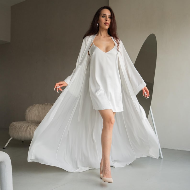 Robe and Nightgown Set, Bridal Robe and Nightgown Set, Wedding Lingerie ...