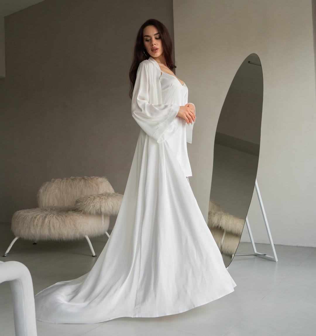 Robe and Nightgown Set, Bridal Robe and Nightgown Set, Wedding Lingerie ...