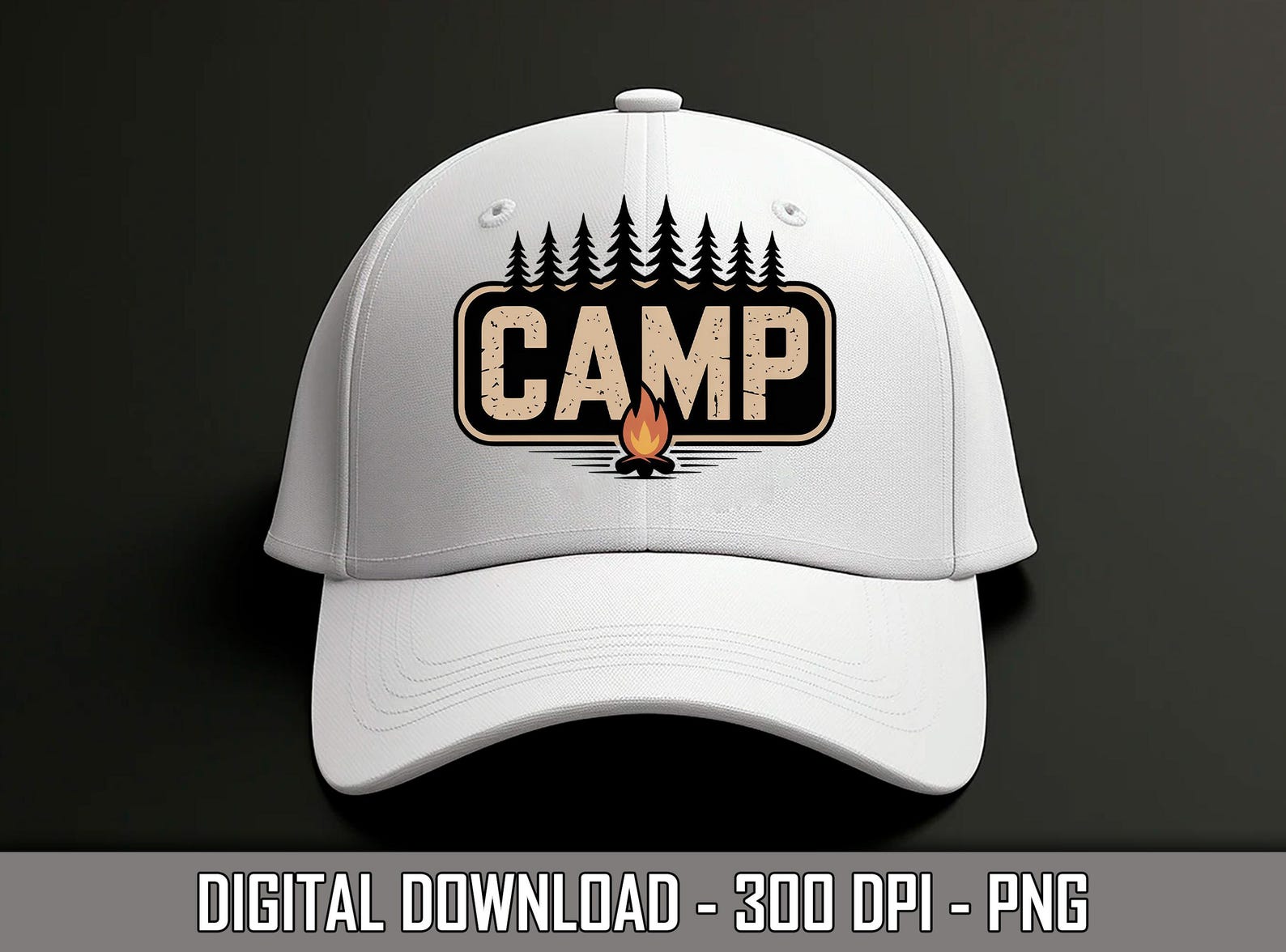 Rustic CAMP Sign With Campfire and Pine Trees, Vintage Outdoor Camping ...