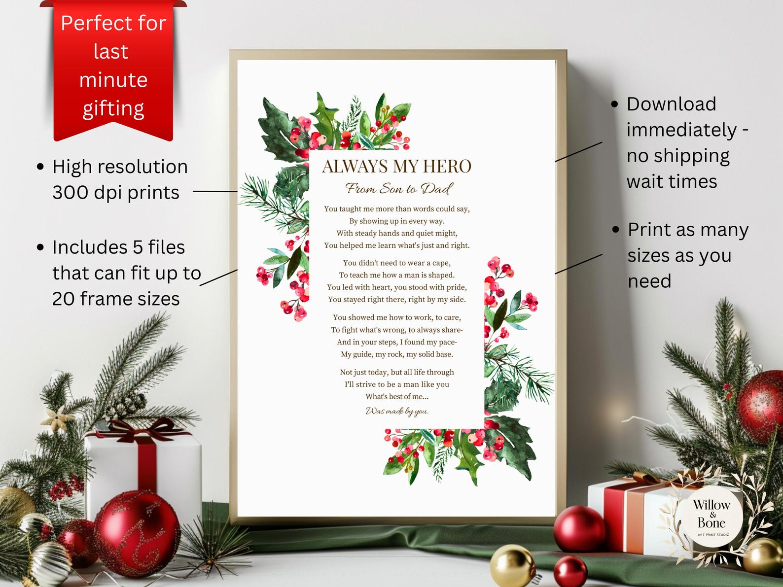 Dad Christmas Gift From Son Printable Poem Father Wall Art Sentimental ...